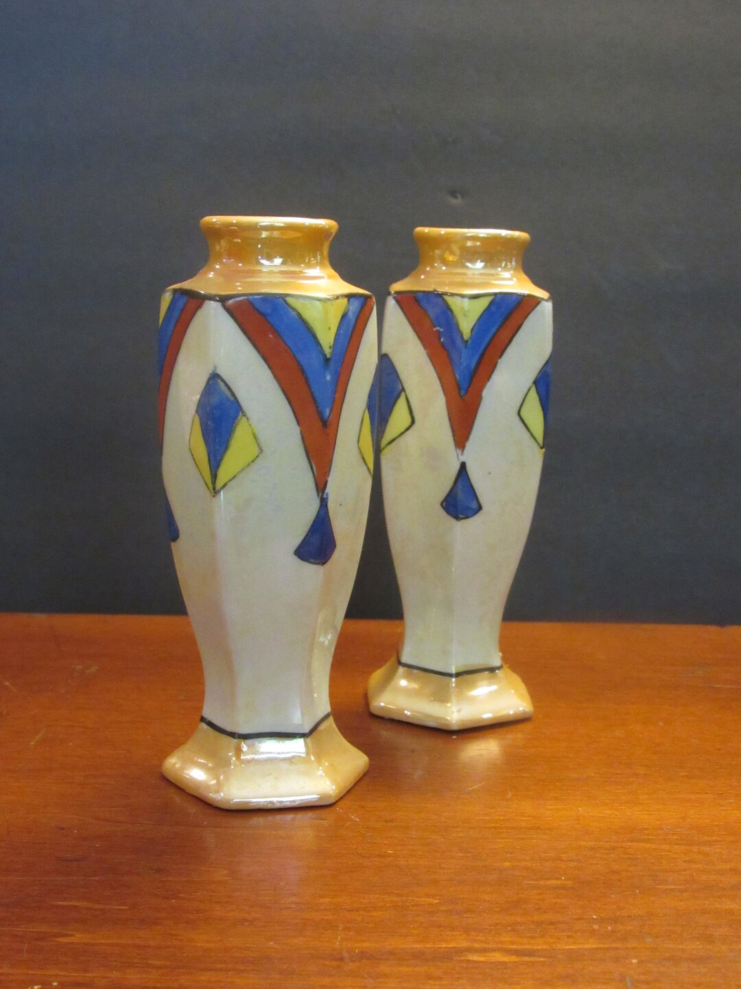 Antique HANDPAINTED PORCELAIN VASE Art Deco Lusterware Japan Each - Etsy