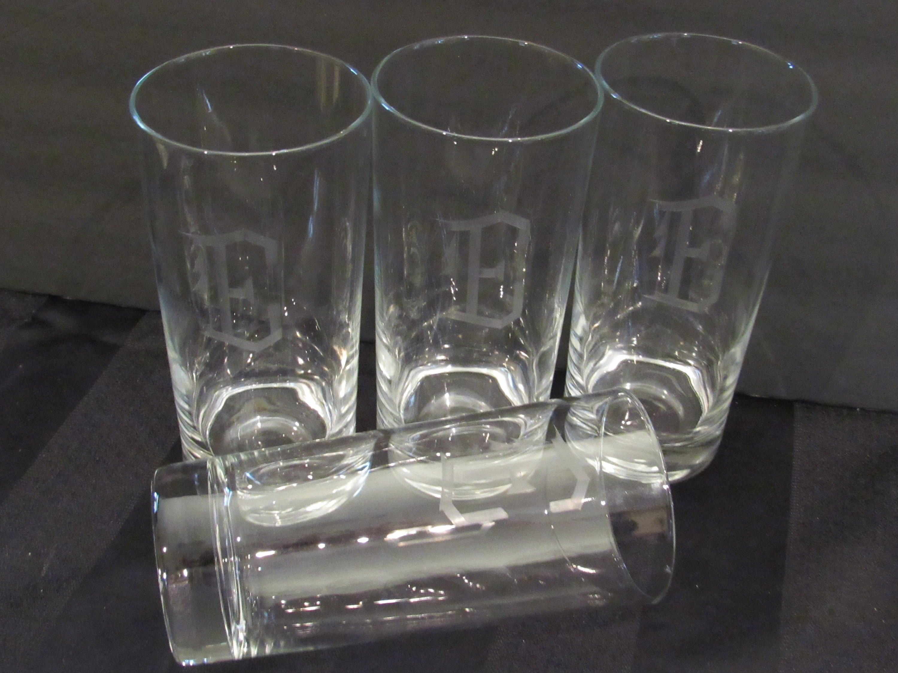 Vintage Etched Monogrammed Glasses Tall Tumblers Initial E - Etsy