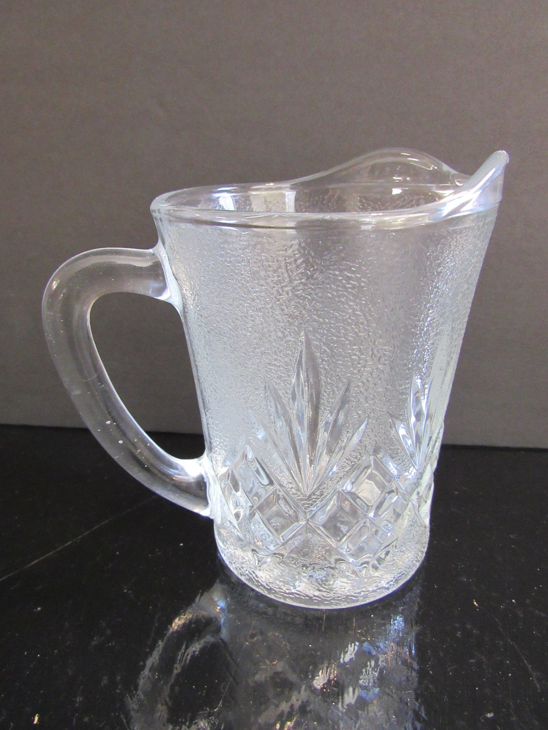 Vintage Small Pitcher Holds 12 Oz Dimpled Finish Fan Design - Etsy