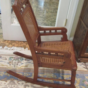 Antique Solid Wood Cane Seat and Back Rocking Chair - Etsy