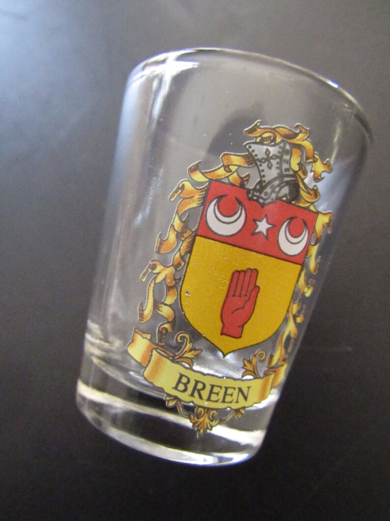 Vintage Surname Shotglass Breen Family Name Coat of Arms Ireland ...