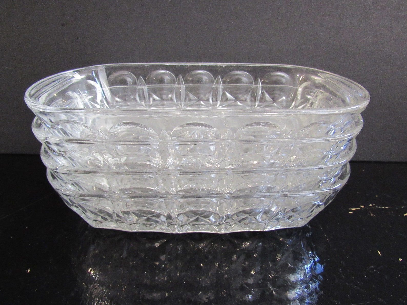 Vintage EAPG Relish Plate crudites Set of 4 Clear Glass Dishes Serving ...