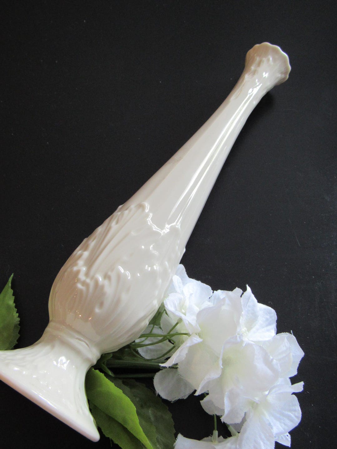 Vintage LENOX FLORENTINE Long Bud Slender Vase Ivory Gold Porcelain Bud ...