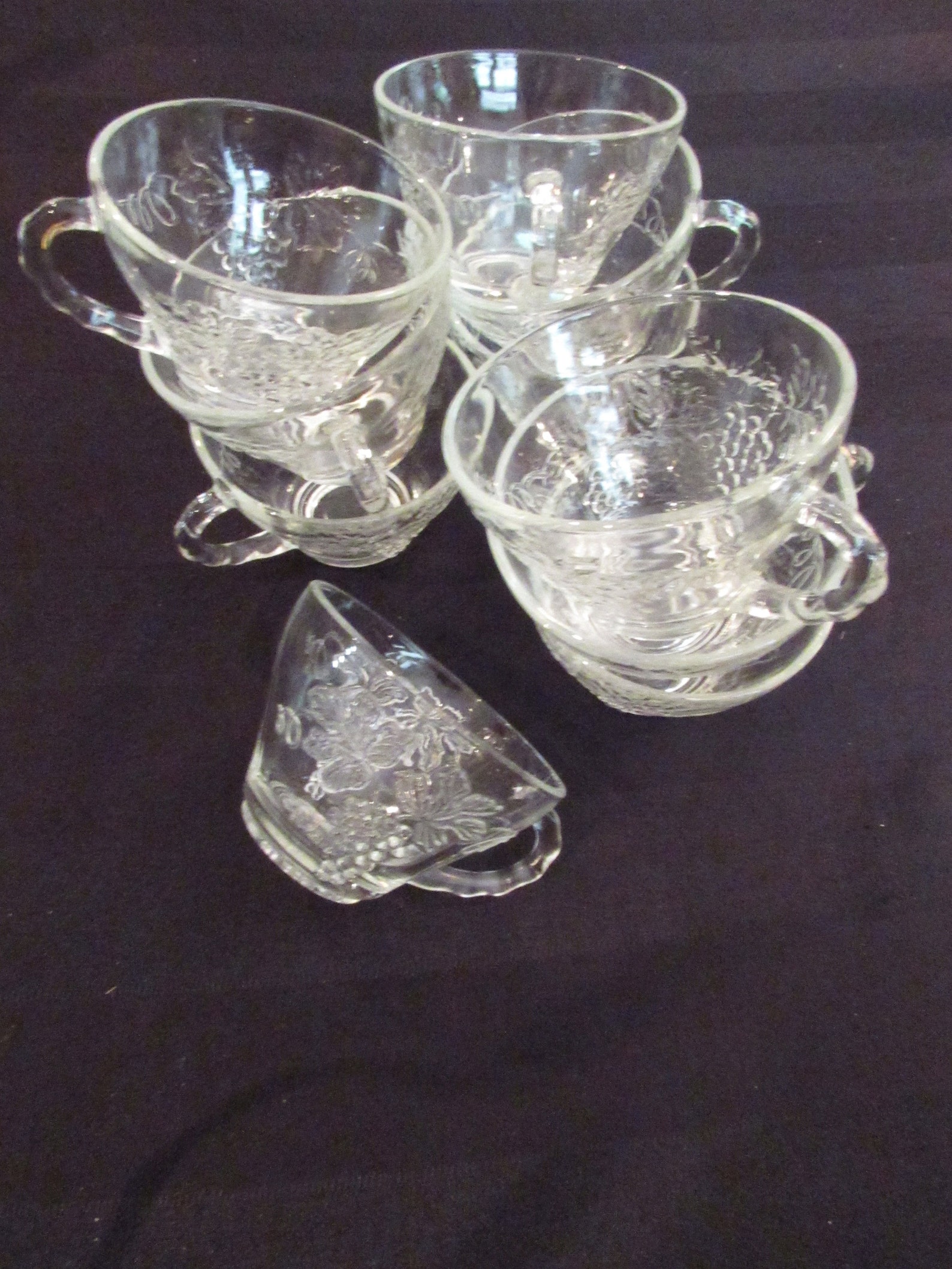 Vintage Pressed Raised Grape Glass Cups Punch Bowl Cups Glass - Etsy