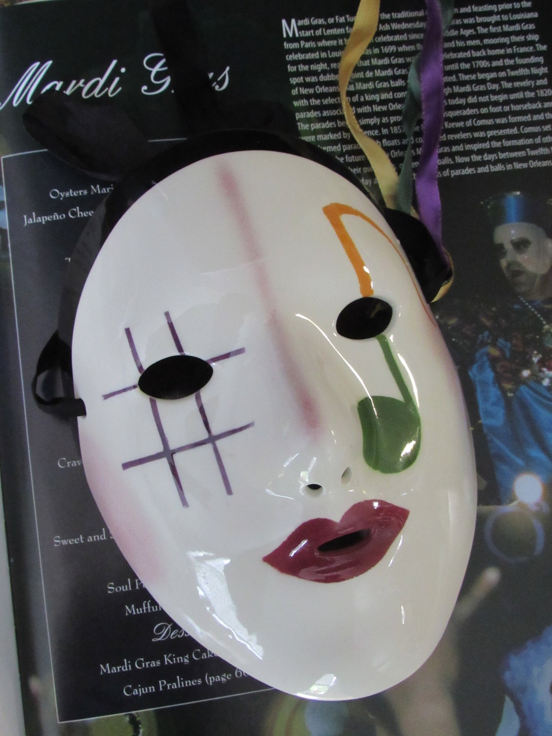 Vintage FANCY FACES Ceramic Harlequin Hanging Mardi Gras Mask NOLA - Etsy