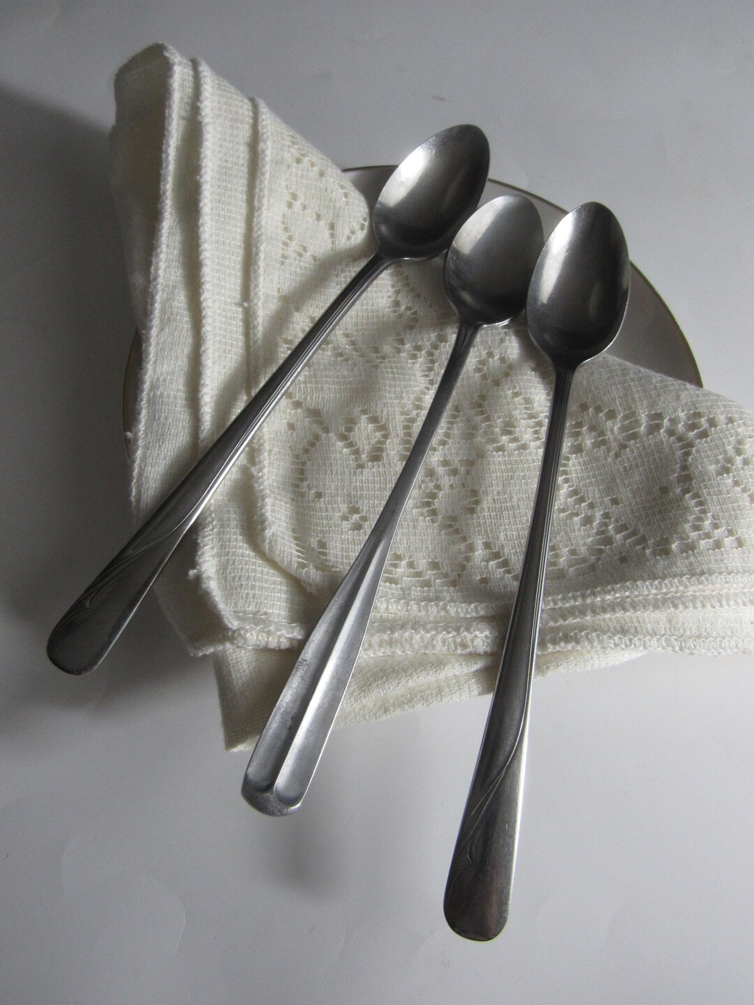Vintage Mixed Pattern Iced Tea Spoons Set of 3 Milkshake/ice Cream ...