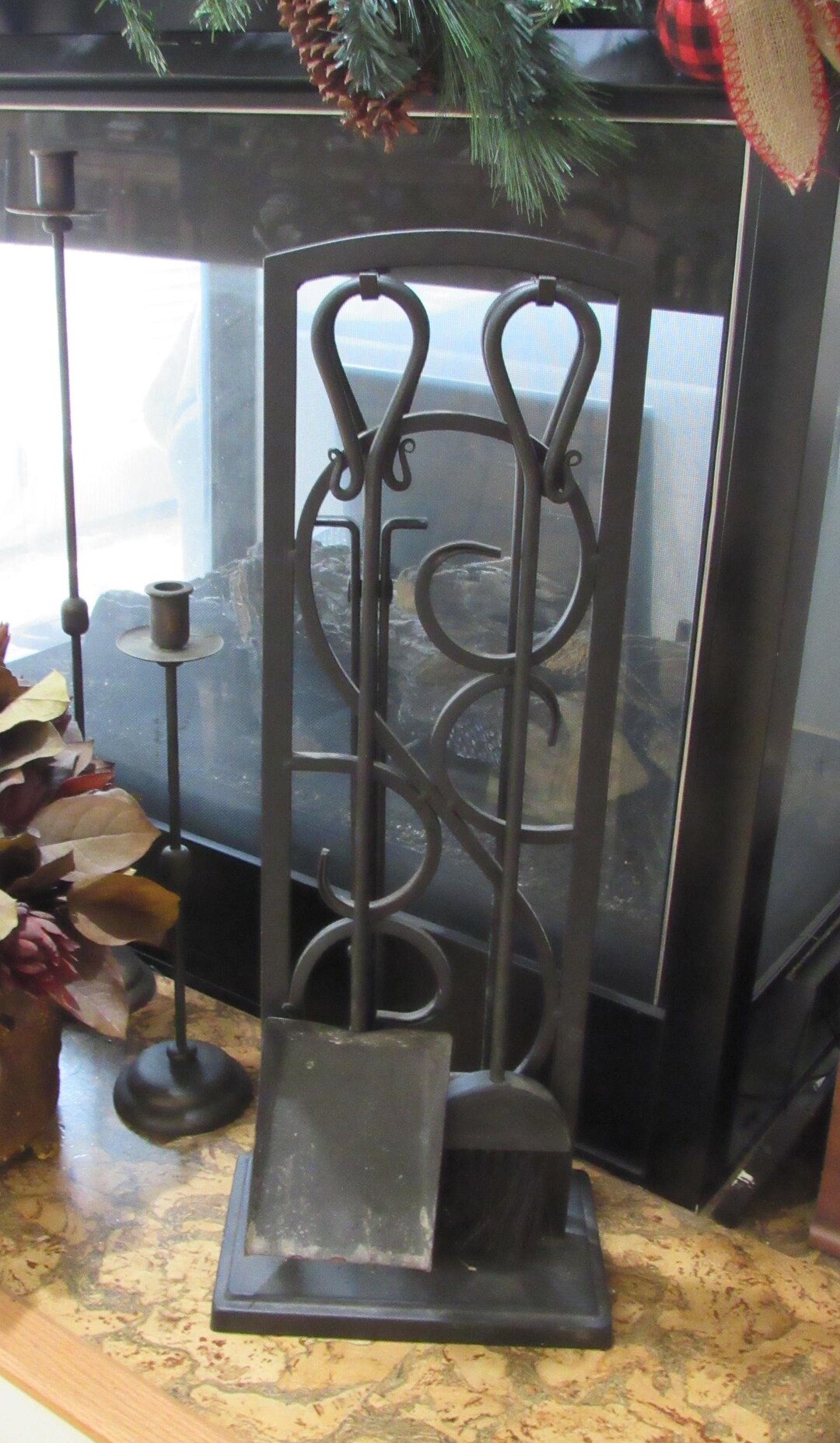 Vintage Metal Fireplace Tool Set of 4 Plus Holder Transitional Decor - Etsy