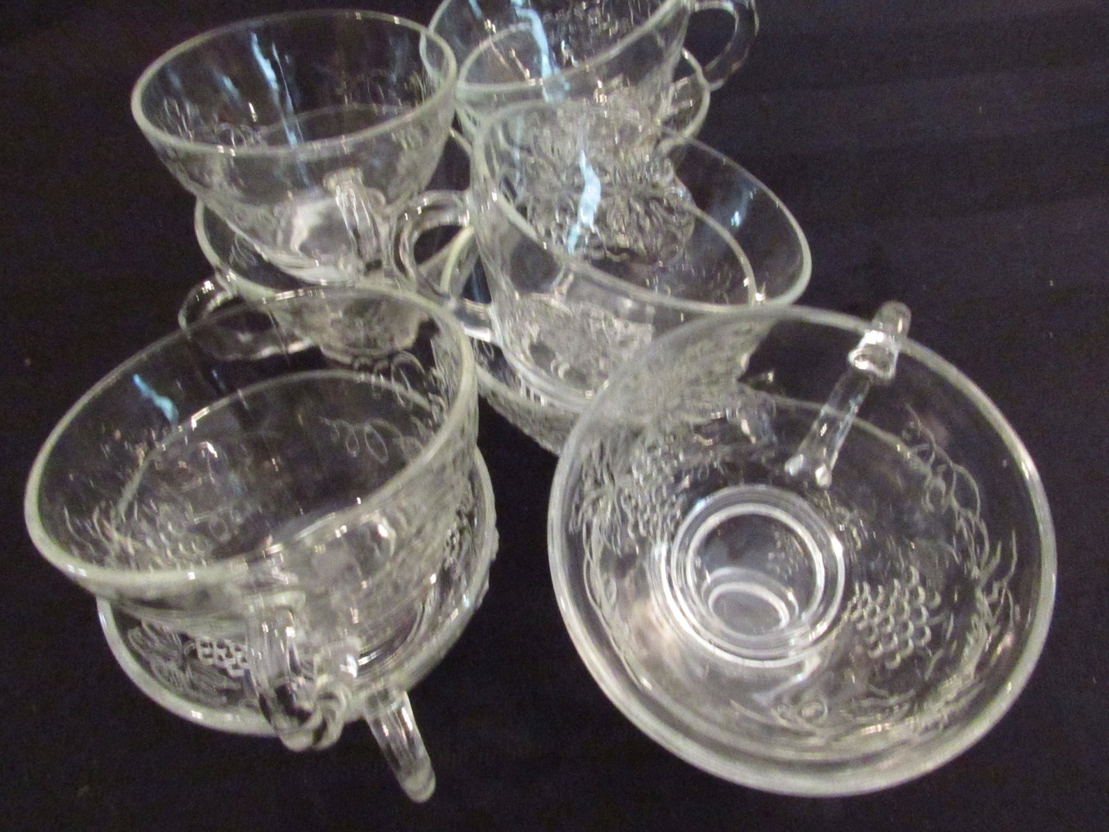 Vintage Pressed Raised Grape Glass Cups Punch Bowl Cups Glass - Etsy