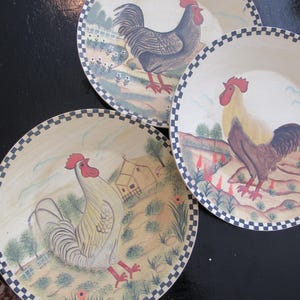 Vintage Rooster Plates and Plate Rack Wall Hanging Farmhouse Decor - Etsy