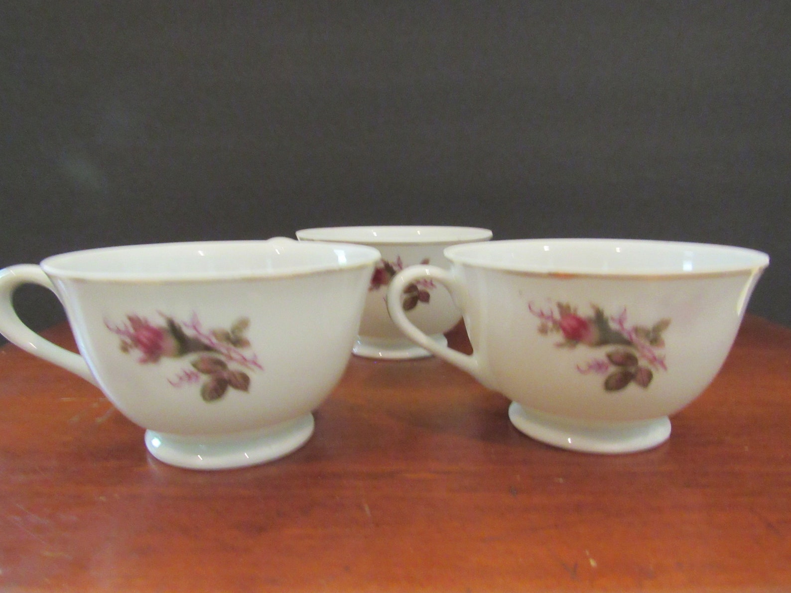 Vintage Porcelain Footed Teacup Set of 3 Tea Cup Cottage Chic | Etsy