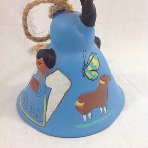 Vintage Folk Art Rustic Clay Bell on Rope Mexico Terra Cotta Garden ...