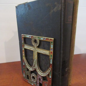 Vintage Brass Anchor HOPE Christian Bookends Book Ends Inspirational ...