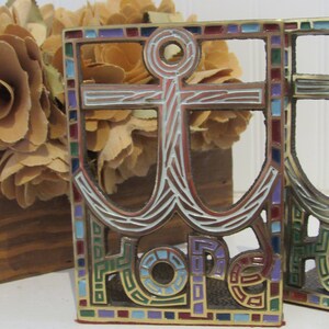 Vintage Brass Anchor HOPE Christian Bookends Book Ends Inspirational ...