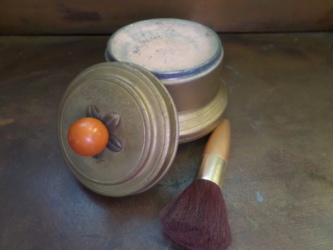 Vintage Powder Puff Holder Music Box Trinket Box Jewelry RARE Art Deco ...