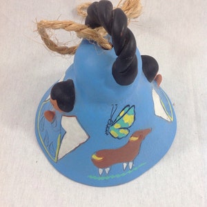 Vintage Folk Art Rustic Clay Bell on Rope Mexico Terra Cotta Garden ...