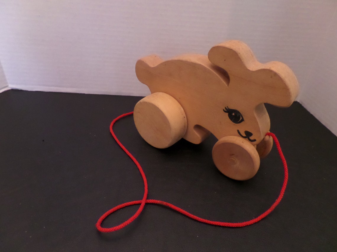 Vintage Wooden Pull Toy Bunny Hopping Bunny Handmade Pull - Etsy