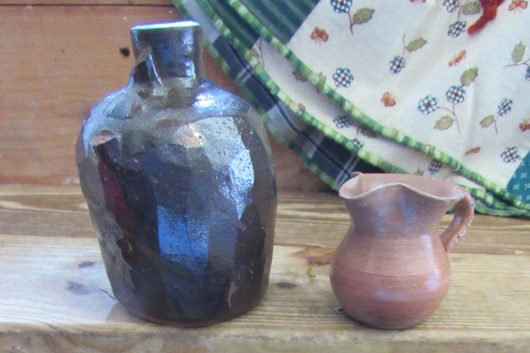 Early PRIMITIVE Rustic Pottery Jug Whiskey Moonshine EACH - Etsy
