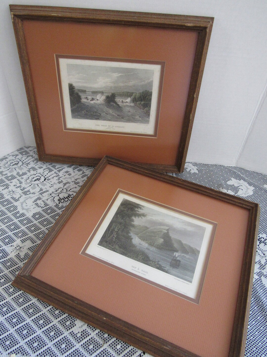 Vintage Framed LITHOGRAPHS 1850's Mississippi River Lithograph Herrmann ...