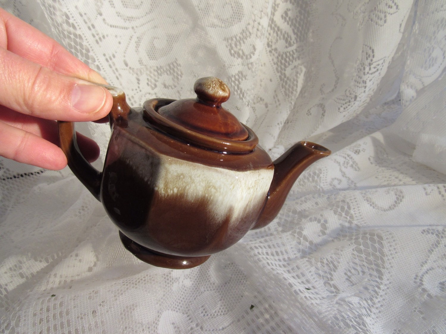 Vintage Rustic Pottery Tea Pot. Brown Drip Pottery Teapot High - Etsy