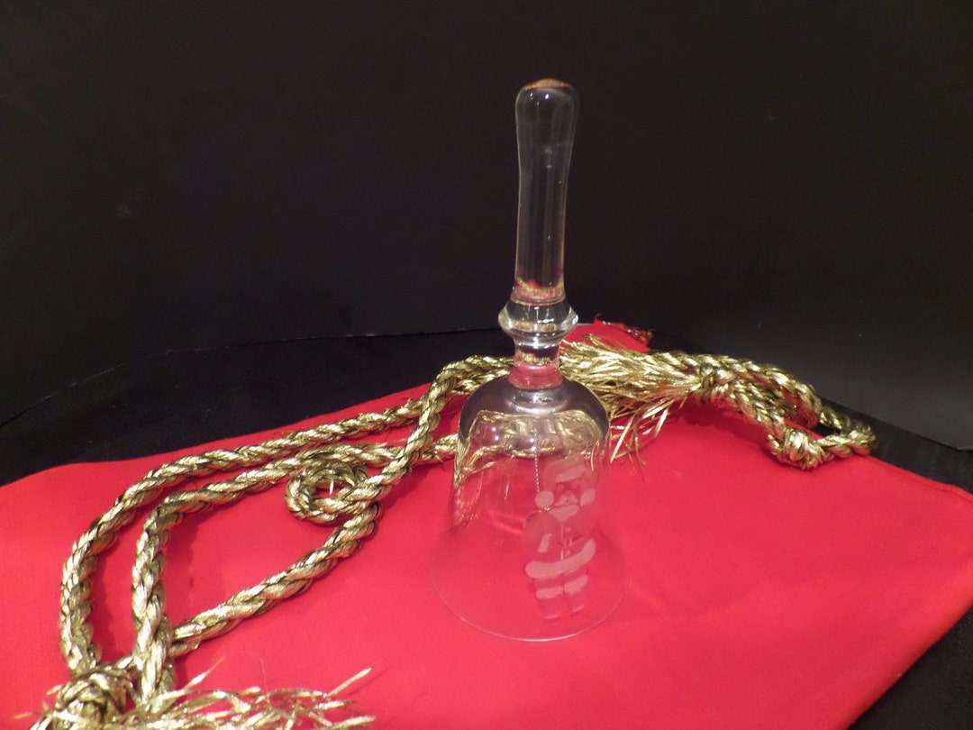 Vintage Etched Crystal Santa Bell Christmas Bell Holiday Tradition ...