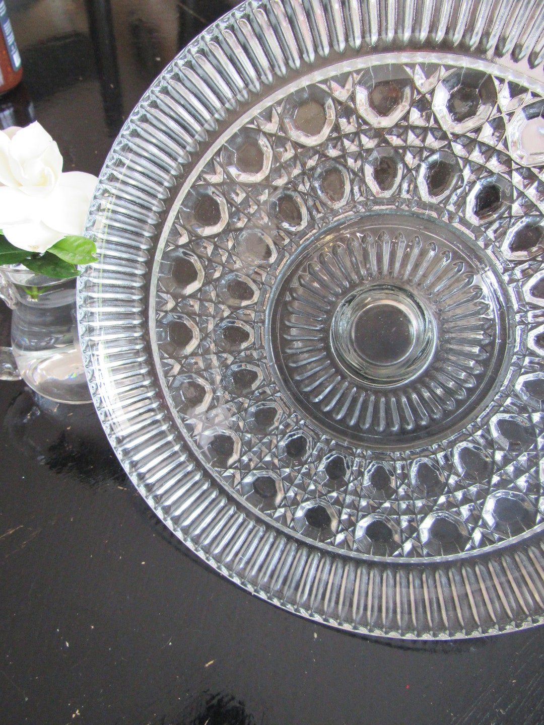 Vintage EAPG Windsor Clear Cake Pedestal Stand Federal Glass - Etsy