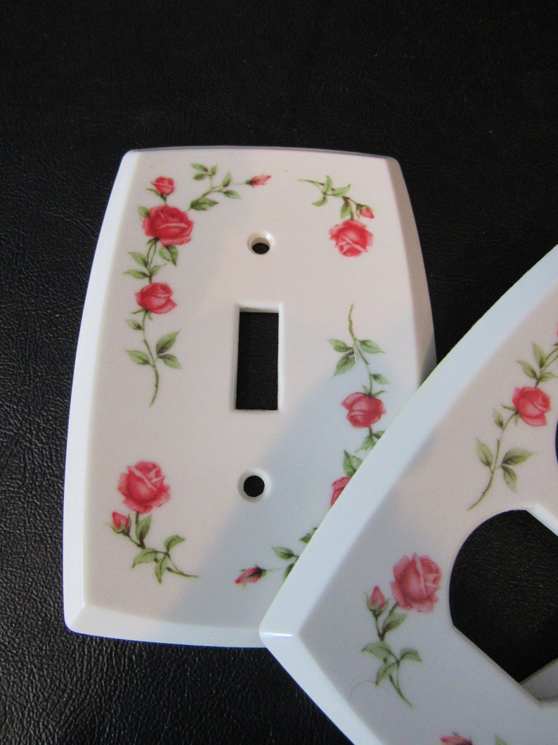 Vintage Plastic Rose Light Switch Plate Receptacle Cover Set - Etsy