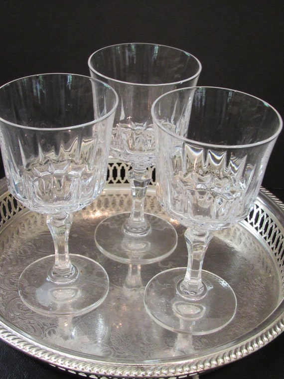 Vintage Lead Crystal WINE GLASSES Set of 3 | Etsy