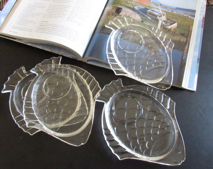 Vintage Clear Fish Shaped Plates Seafood Appetizer Plates Set of 4 - Etsy
