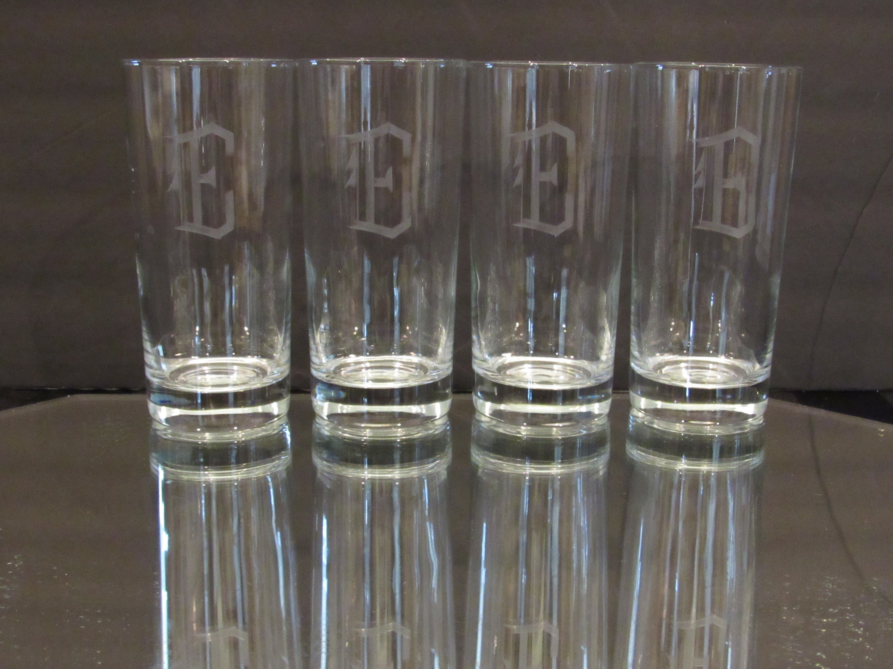 Vintage Etched Monogrammed Glasses Tall Tumblers Initial E - Etsy