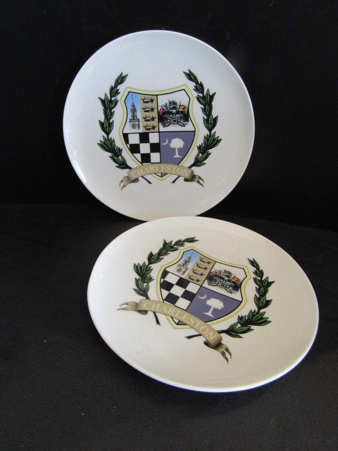 Vintage Set of 2 Coastal Crests CHARLESTON Plates - Etsy