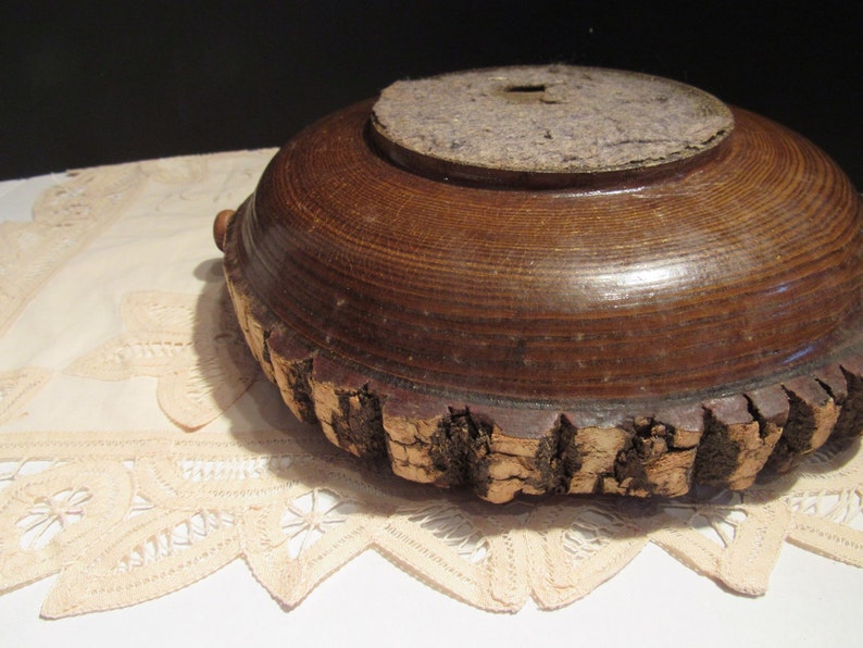 Vintage Wood Nut Bowl Mid Century Tree Bark Edge Nut Bowl With | Etsy