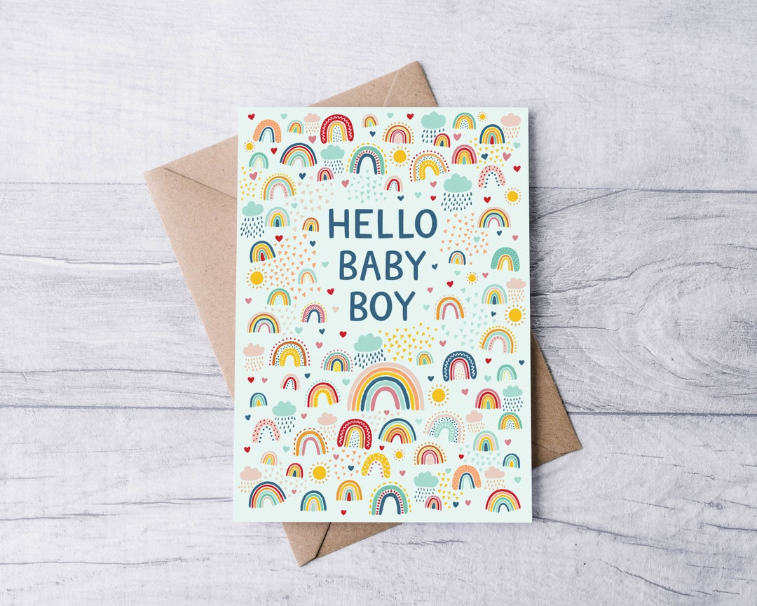 New Baby Boy Card, Baby Boy Card, Newborn Card, Blue Baby Card, New ...
