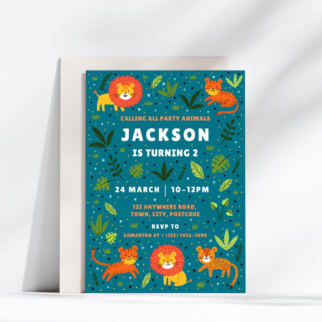Editable Animals Birthday Party Invitation Template, Animals Printable ...