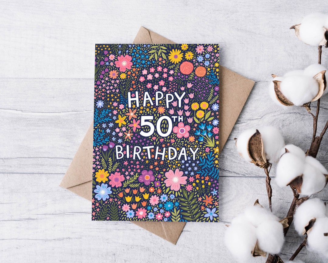 50th Birthday Card for Women, Happy 50th Birthday, Women's 50th ...