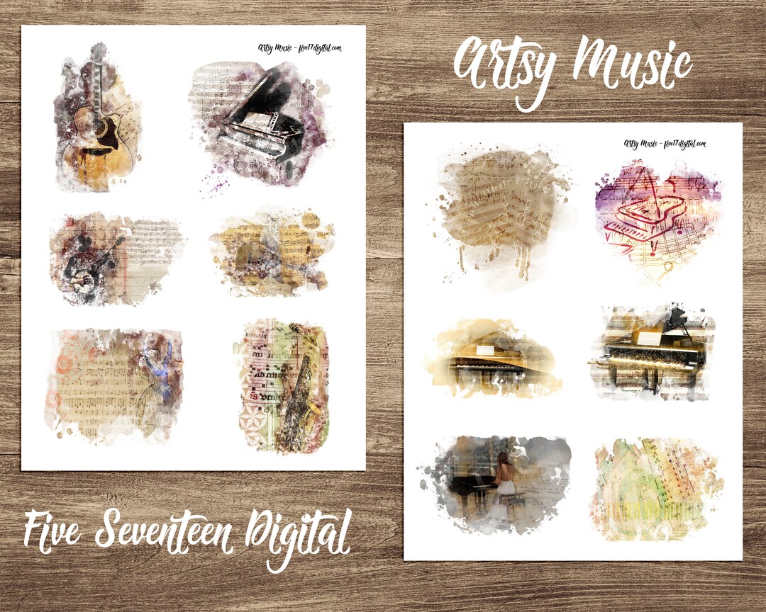 Artsy Music Printable for Art Journaling, Junk Journals, Bullet ...