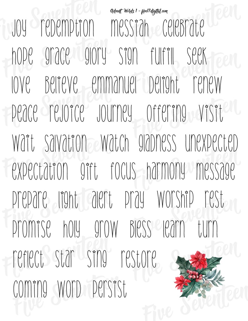 Advent Words Bible Journaling Printable Christmas Journaling | Etsy