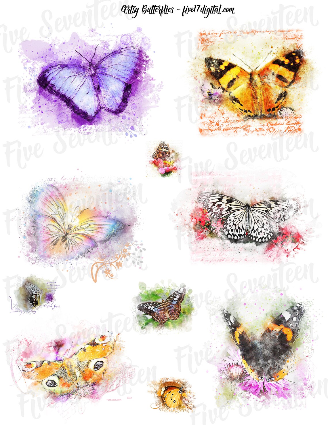 Artsy Butterflies Printable for Mixed Media, Bible Journaling, Art ...