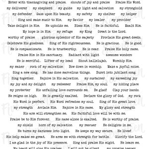 Praise Phrases Bible Journaling Wordfetti Printable Kit - Psalms ...