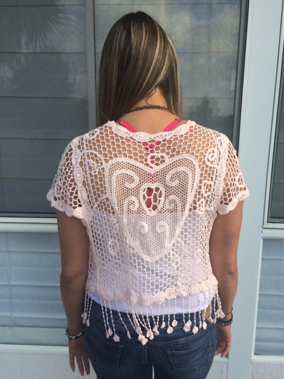 Pink Crochet Top, Hand Crochet Top, Heart Shape Top, … - Gem