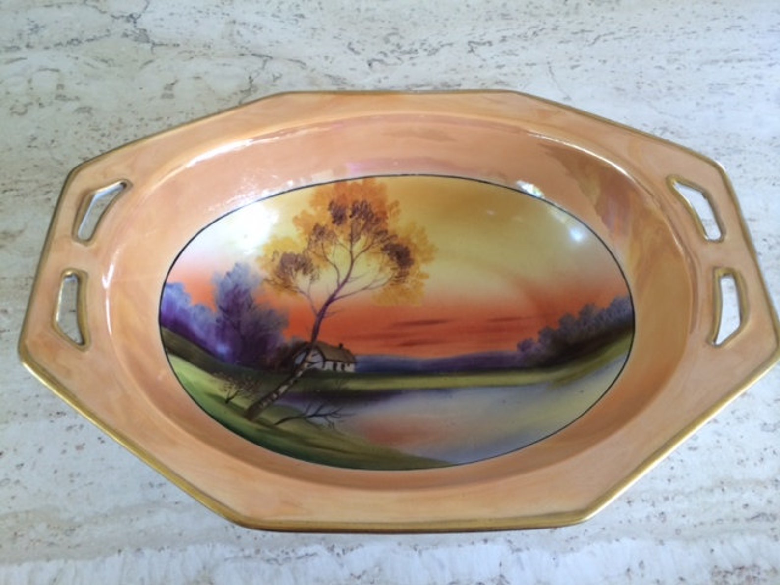 Vintage Noritake M, Hand Painted Bowl, Coral Glazed Bowl, Iridescent ...