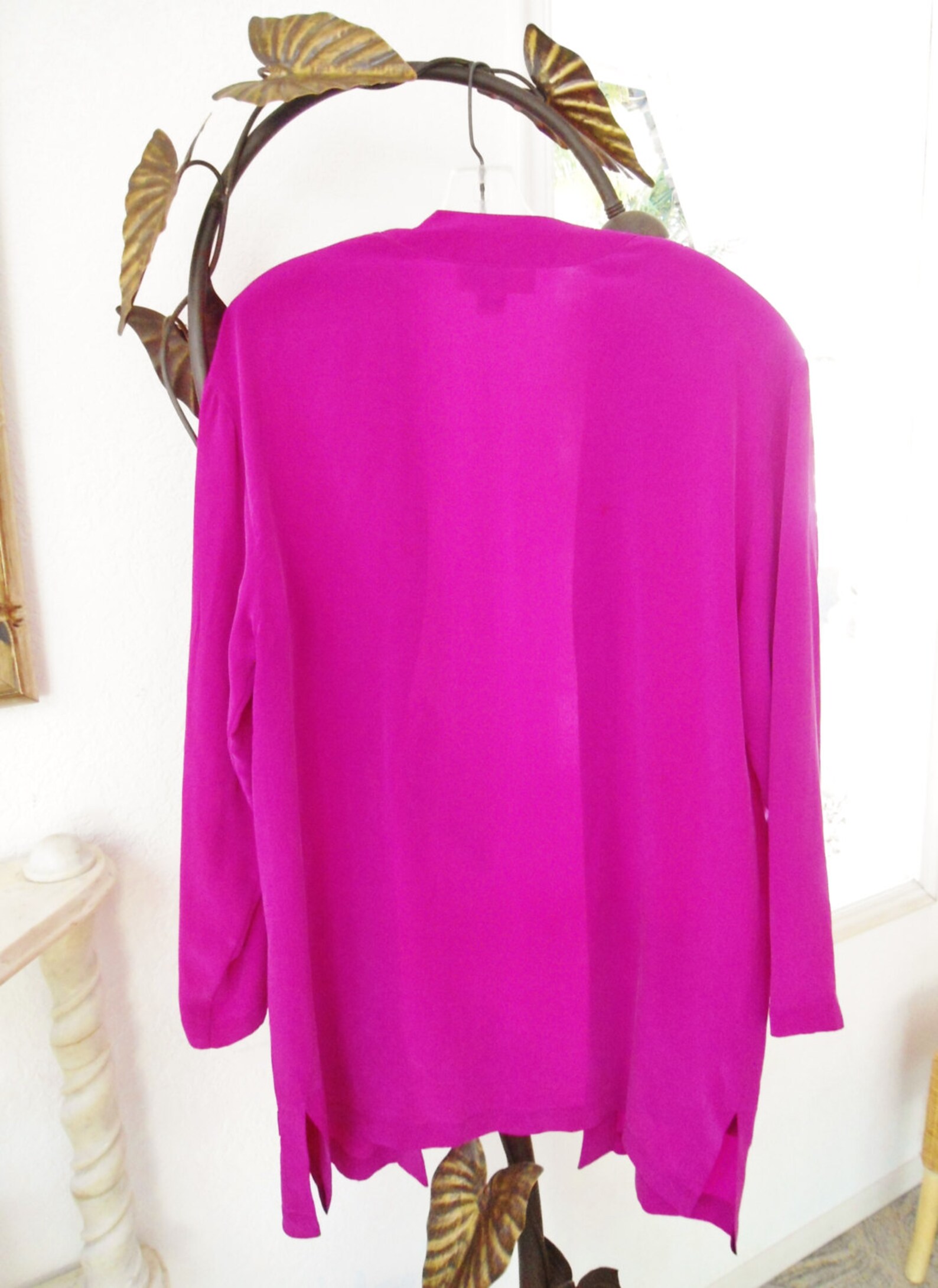 Silk Duster, Pure Silk Jacket, Fuchsia Jacket, Designer Coat, Open ...