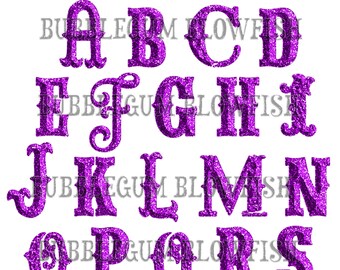 Purple Glitter Letters Clipart - Etsy