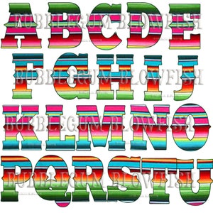 Drawing & Illustration Striped Letters and Numbers Monogram Serape ...