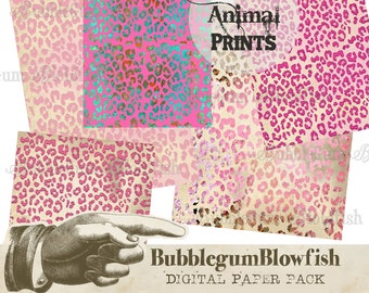Pink Cheetah Leopard Animal Print Pack 2 Digital Paper Pack | Etsy