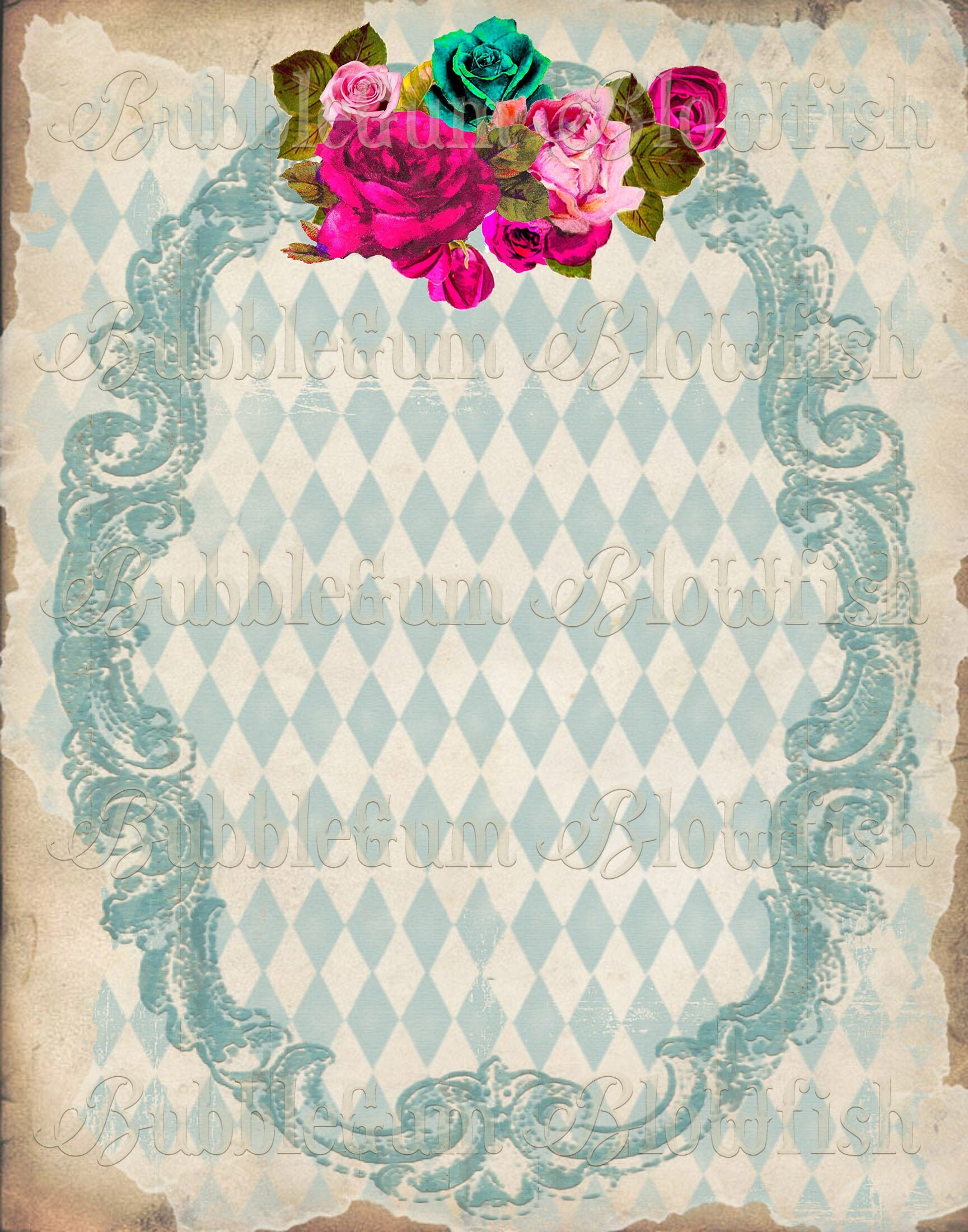 Embellishments BubblegumBlowfish pretty vintage paper by the sheet ...