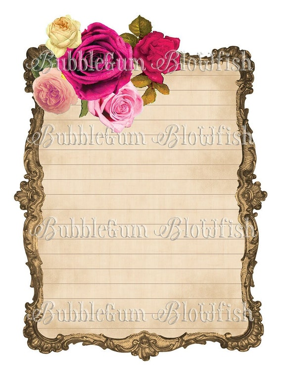 Gold Antique Paper Ornate Rose Frame Individual PNG File | Etsy