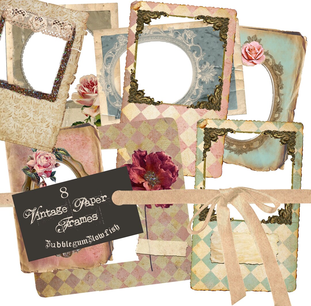 Vintage Paper Frames #2 Digital Frame Pack Includes 2 Png Sheets, Each ...