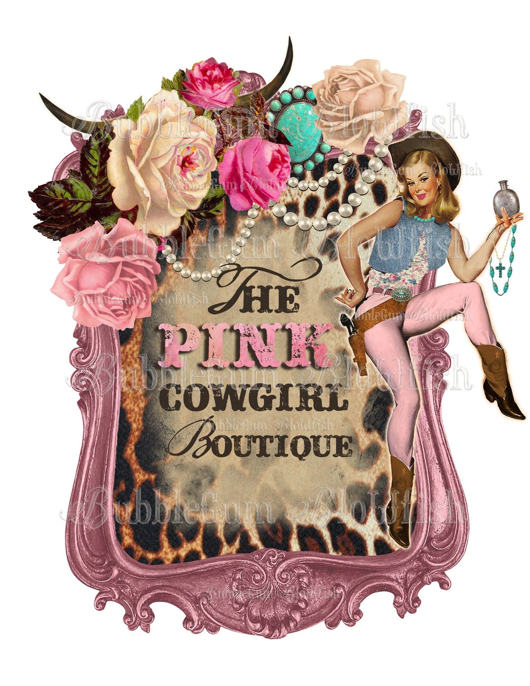 Cowgirl Western Rose Frame Boutique Style Digital File LOGO DESIGN This ...
