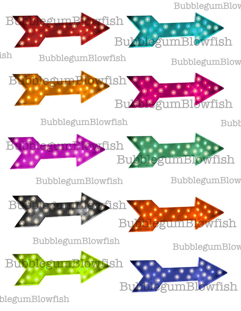 FunKy MArQueE Light ArROws 2 Digital Graphic Design Elements | Etsy