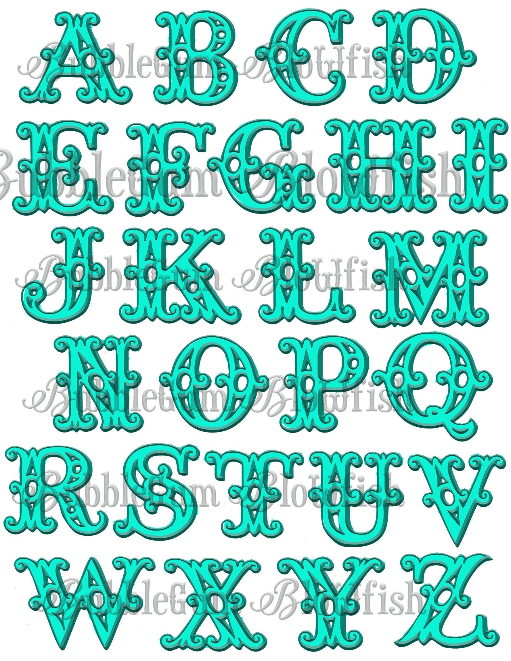 Circus Carnival Turquoise Alphabet Letters New Single File Collage PNG ...